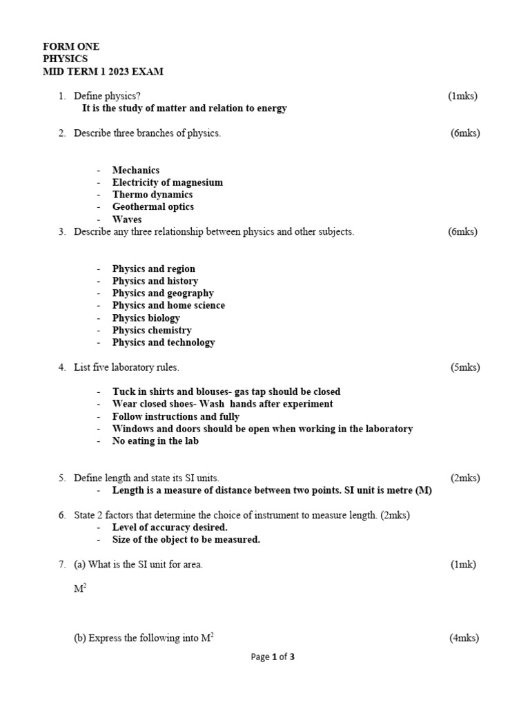Physics F1 MS | Download Free PDF | Kilogram | Density