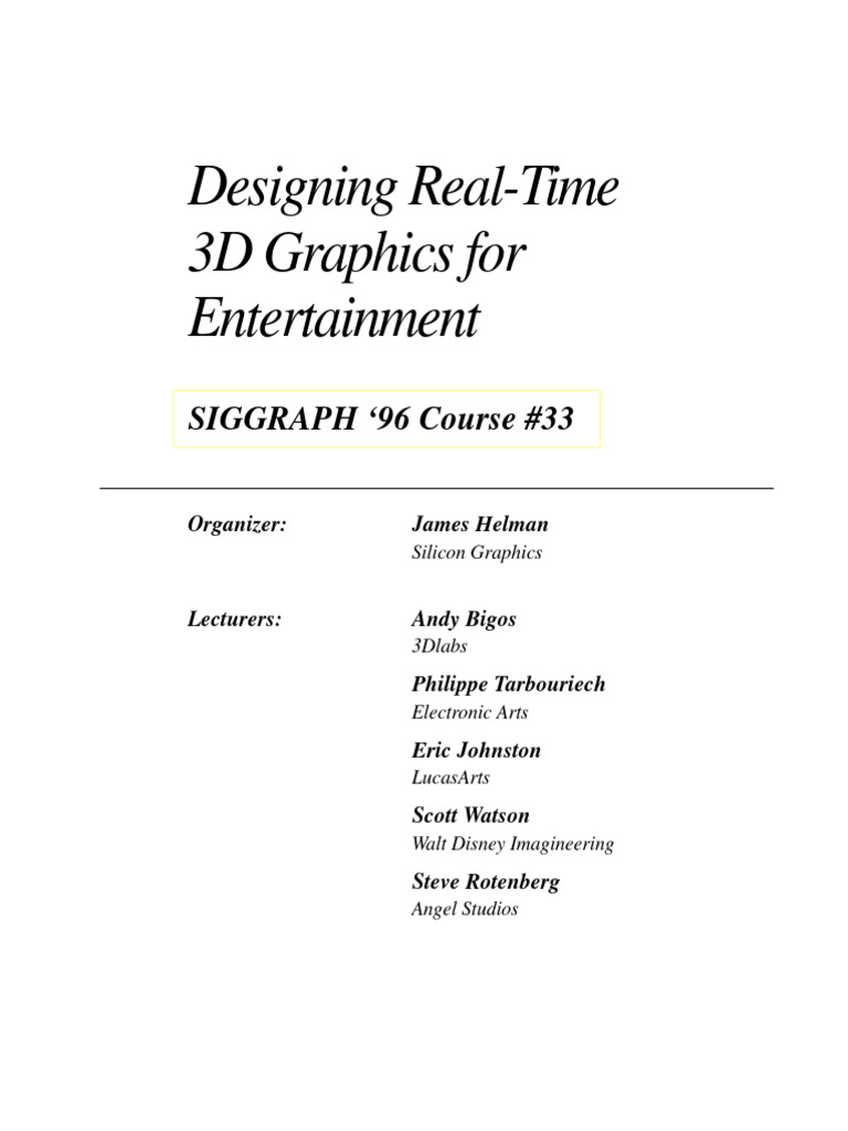 Real-Time 3D Graphics in Gaming | PDF | Computer Graphics | Rendering ...