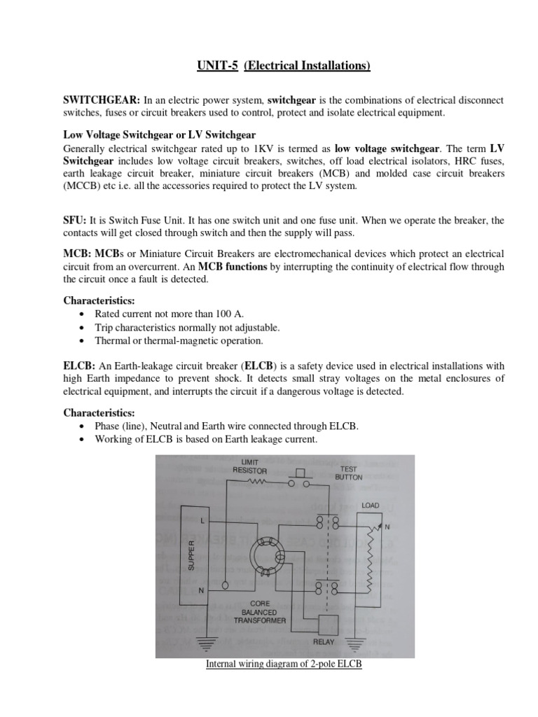 UNIT 5 (Electrical Installations) 1 | PDF | Rechargeable Battery ...