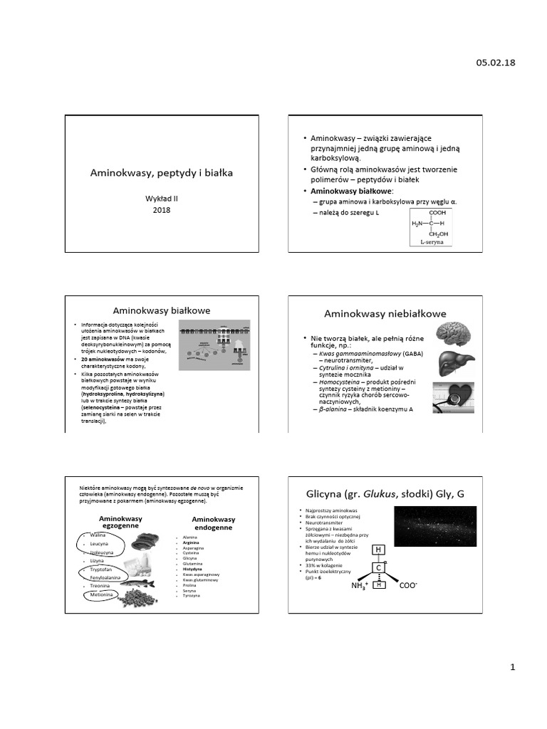 Aminokwasy, Peptydy, Białka | PDF