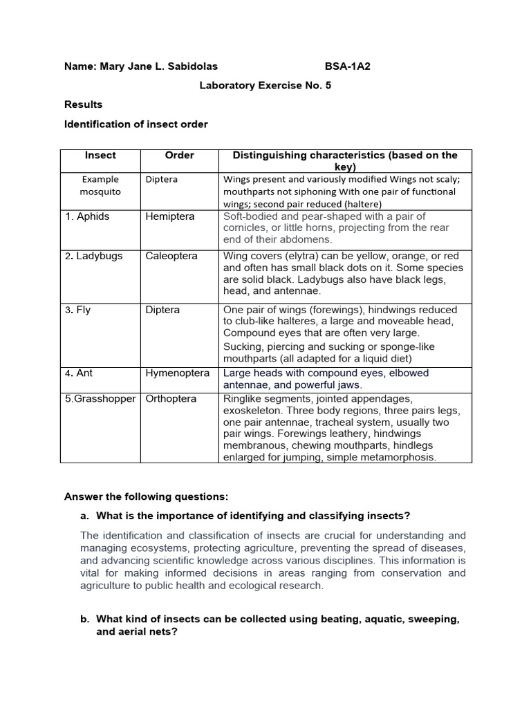 Lab Exercise 5 | Download Free PDF | Insects | Fly