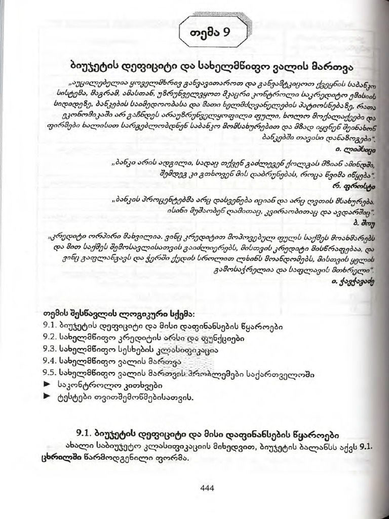 თემა N11 ბიუჯეტის დეფიციტი და სახელმწიფო ვალის მართვა | PDF