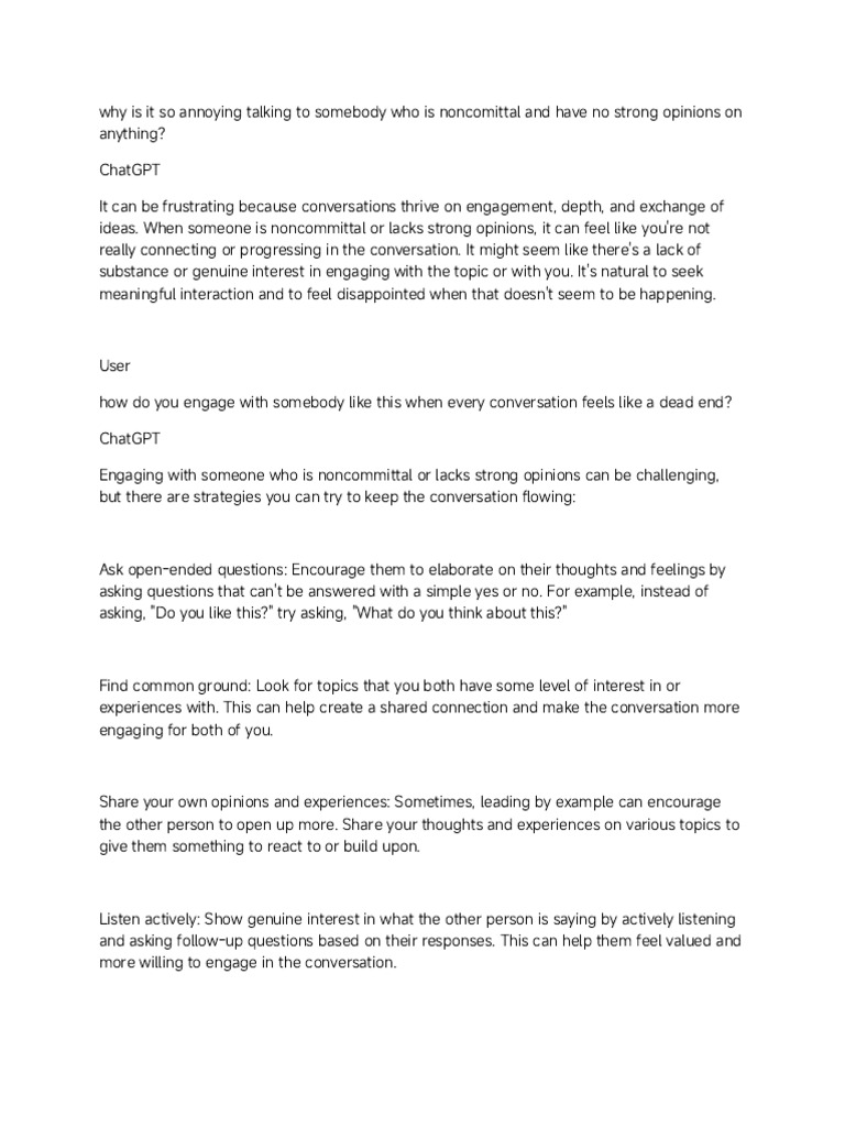 Engaging with Noncommittal People | PDF | Conversation | Thought