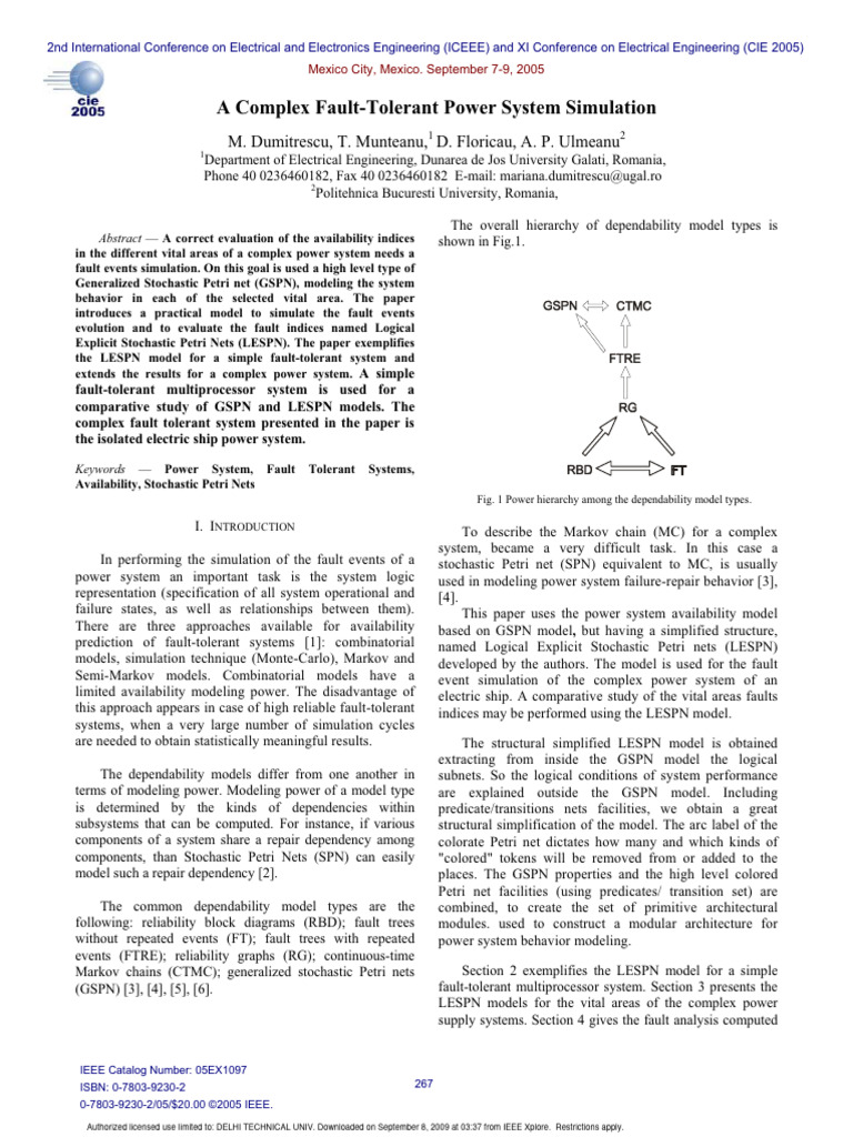 A Complex Fault-Tolerant Power System Simulation | PDF | System | Simulation