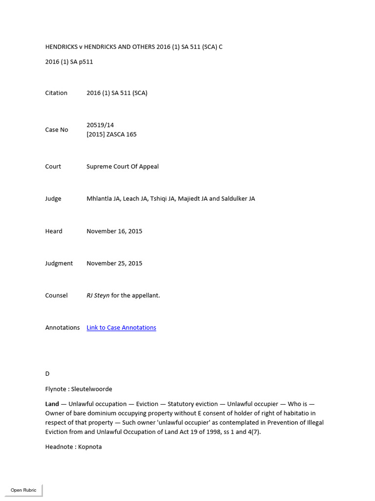 1 Hendricks and Hendricks | PDF | Public Law | Property Law