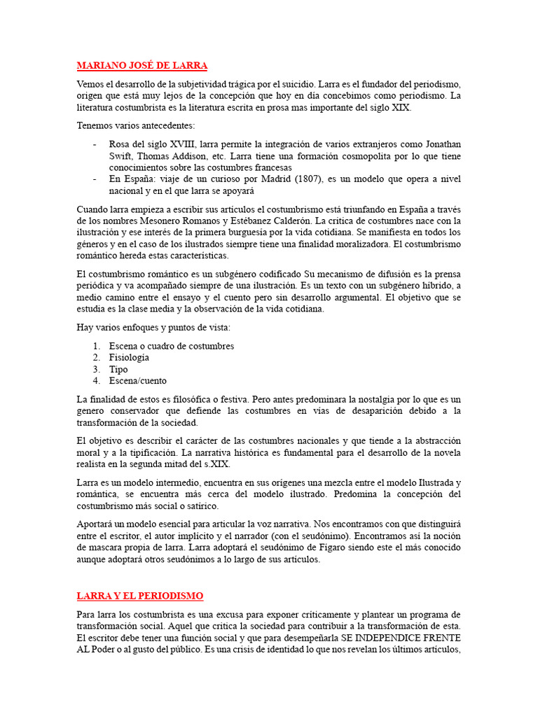 Mariano José de Larra | PDF | Romanticismo | Sátira