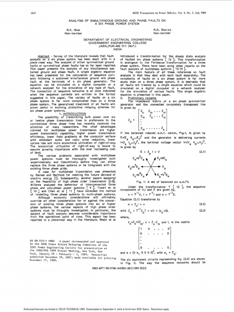 Six-Phase Power Fault Analysis | PDF | Electric Power Transmission | Electrical Engineering