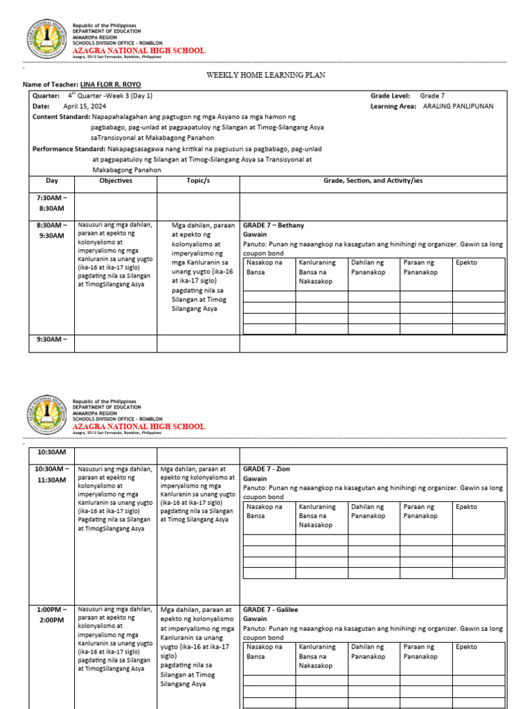 APRIL 15-WHLP-ESP 8 at AP 7 | PDF