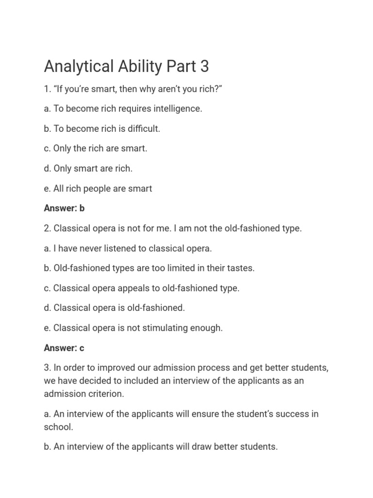 Analytical Ability Part 3 | PDF
