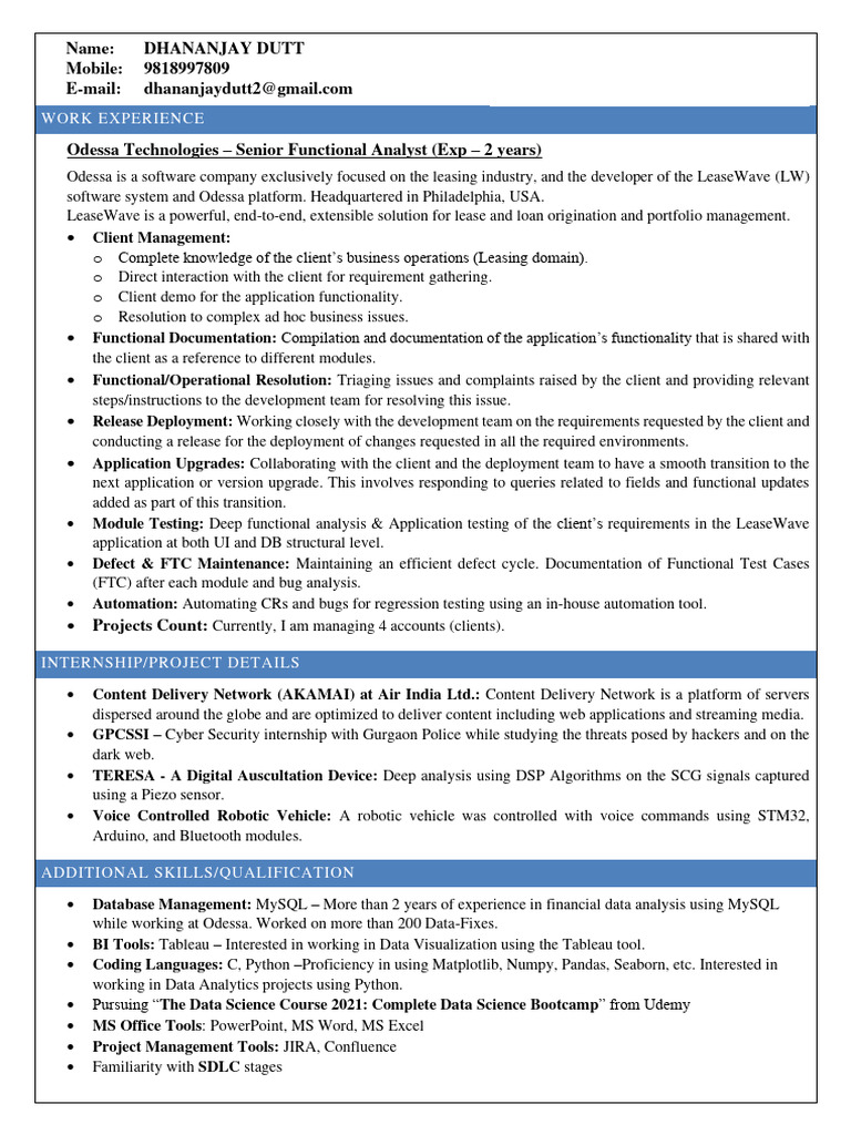 Dhananjay Resume Pdf Software Bug Documentation 