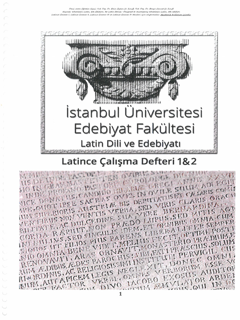 Latince Çalışma Kitabı - İÜ | PDF