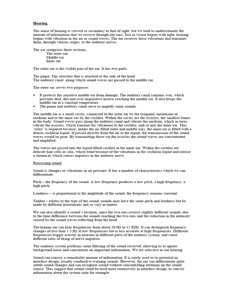 HCI Hearing | PDF | Ear | Sound