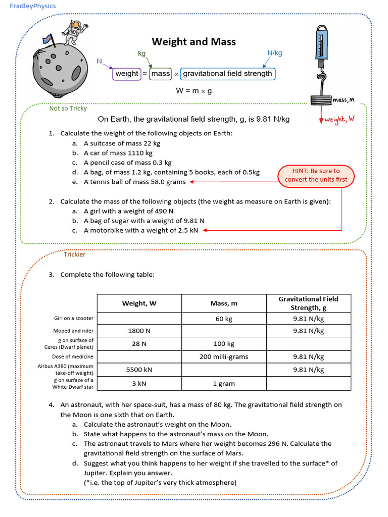 Mass-And-weight-worksheet (Nov. 3, 2023) - PHYSICS CLE Activity | PDF ...