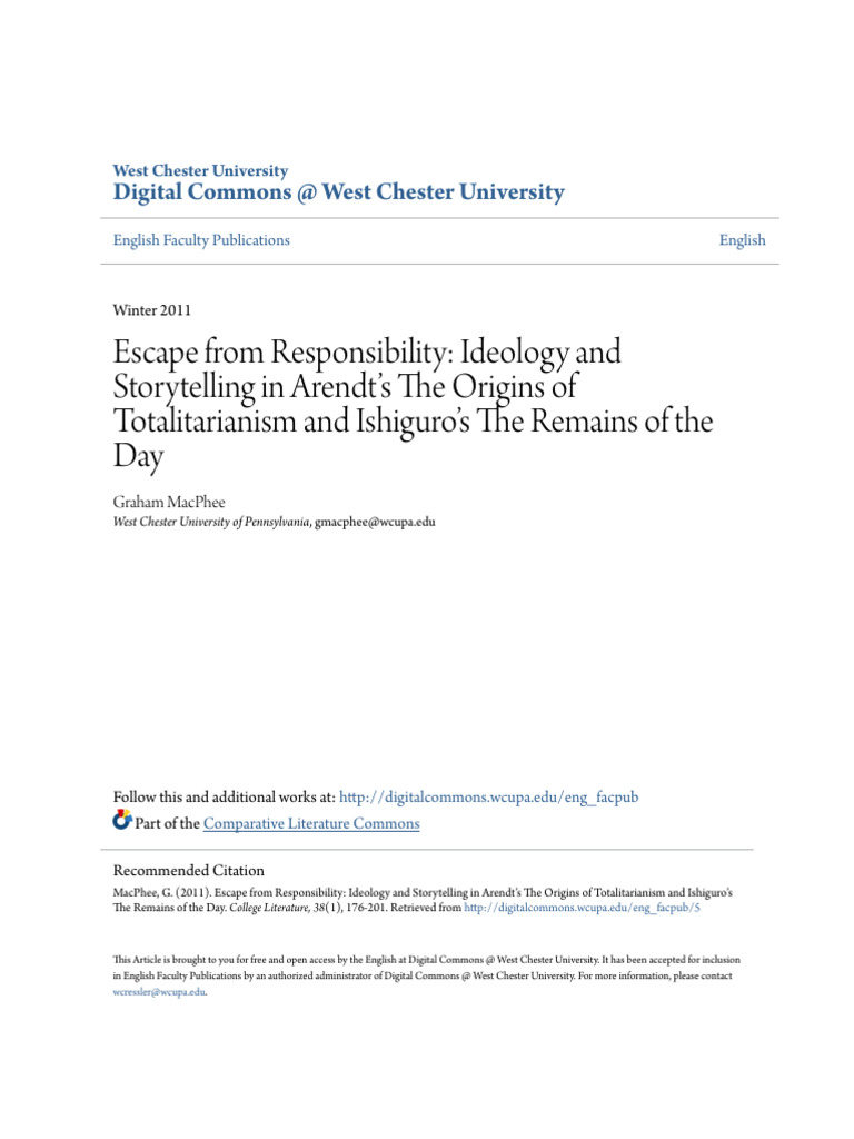 Escape From Responsibility - Ideology and Storytelling in Arendt - S ...