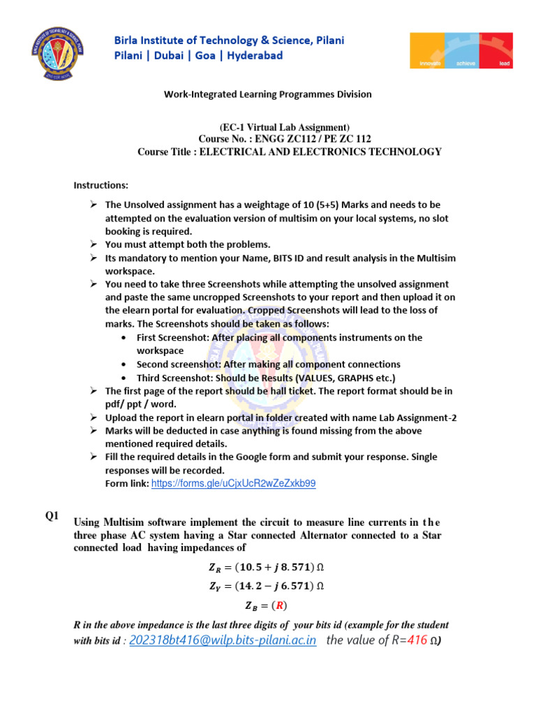 LAB ASSIGNMENT-2 Question1 AND 2 | PDF | Electrical Impedance | Computer Engineering