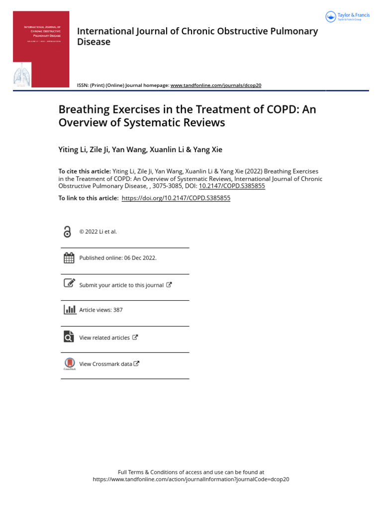 Breathing Exercises in The Treatment of COPD An Overview of Systematic ...