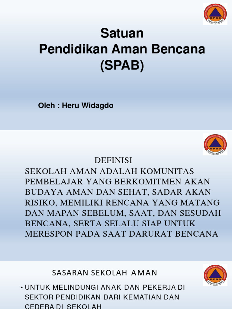 Pilar SPAB dalam Pendidikan Aman Bencana | PDF