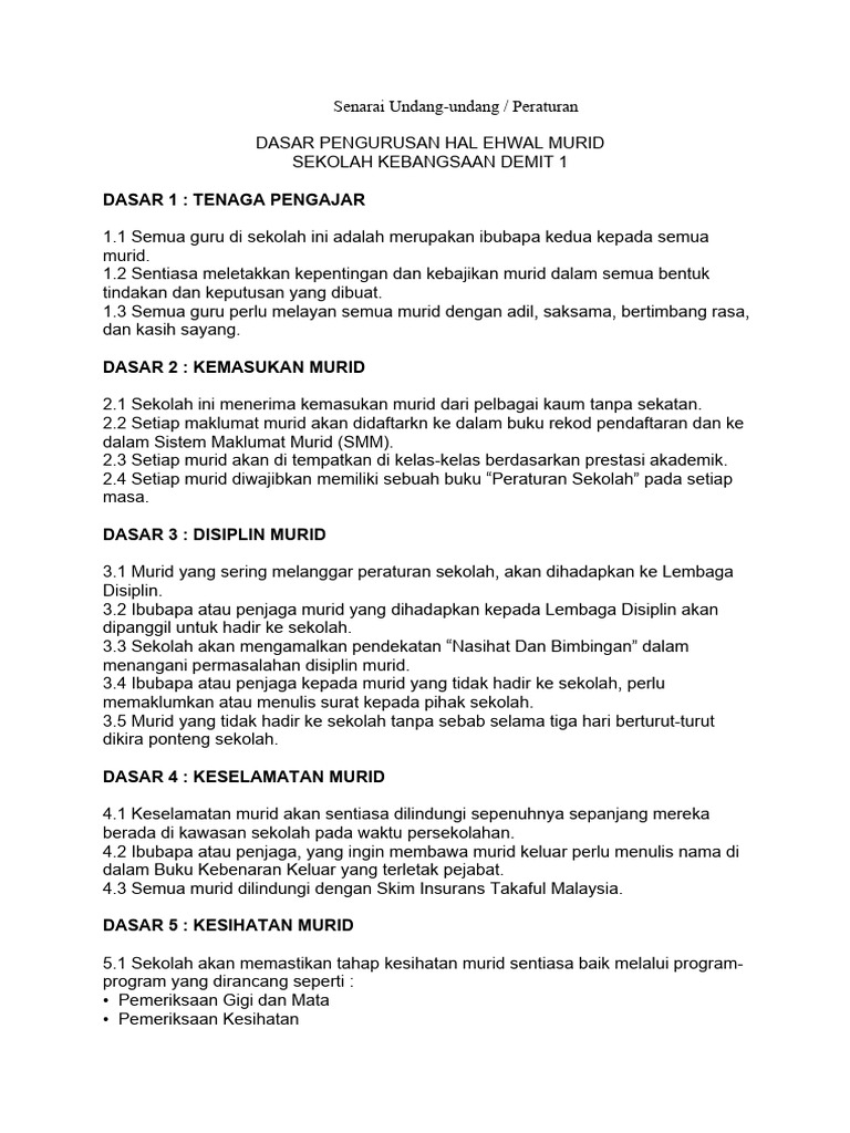 Dasar pengurusan HEM | PDF