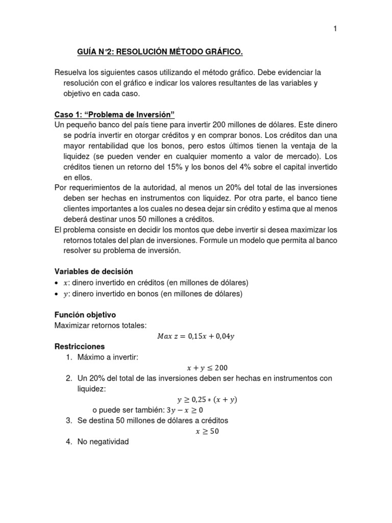 Guia2-metodo grafico | PDF | Panes | Programación lineal