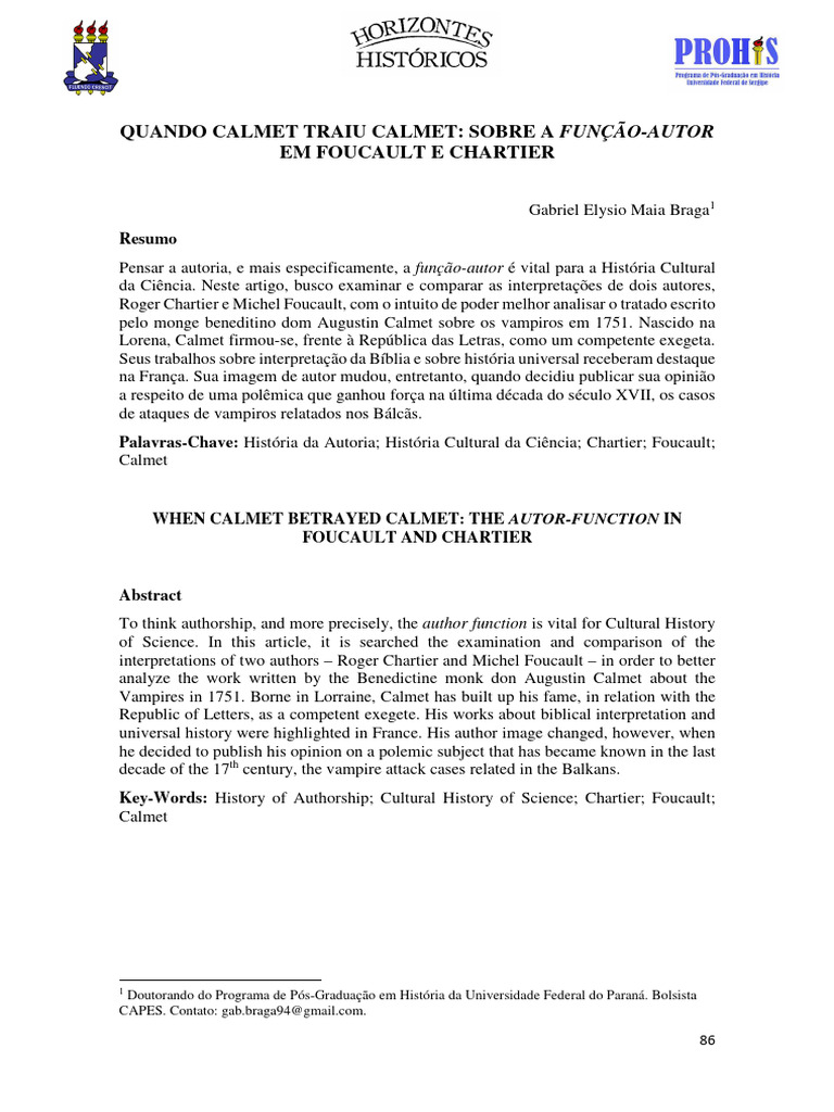 6 - Quando Calmet Traiu Calmet - Sobre A Função-Autor em Foucault e ...