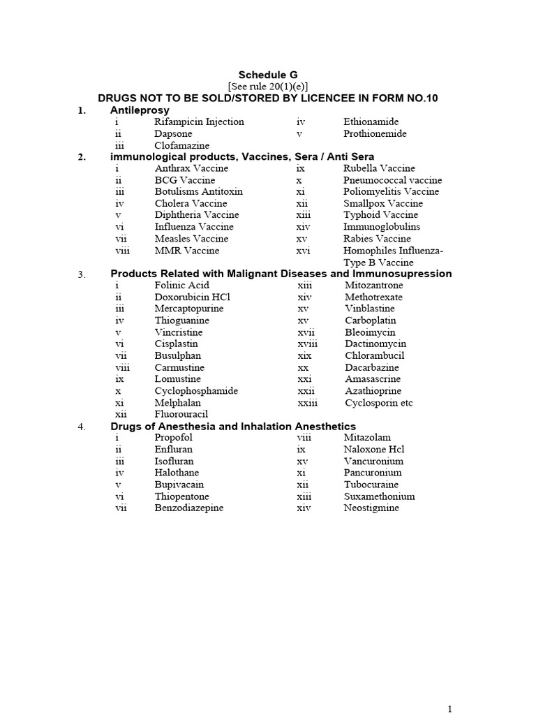 Schedule G | PDF | Vaccines | Pharmacology
