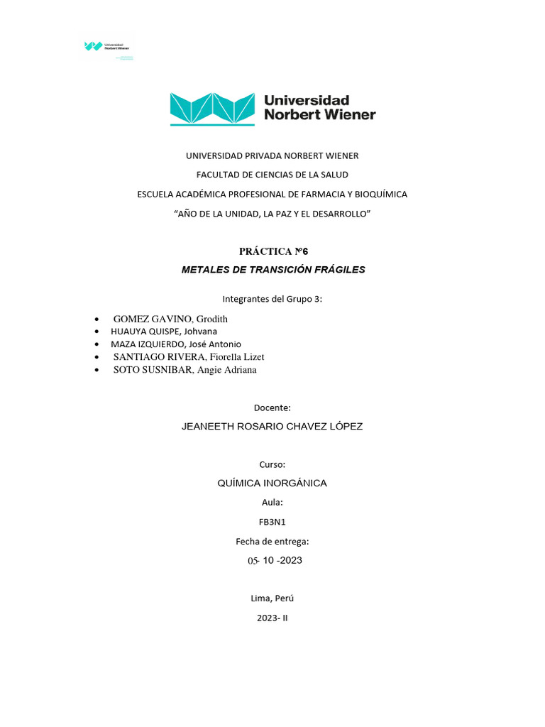 Metales de Transición Frágiles | PDF | Compuestos químicos | Redox