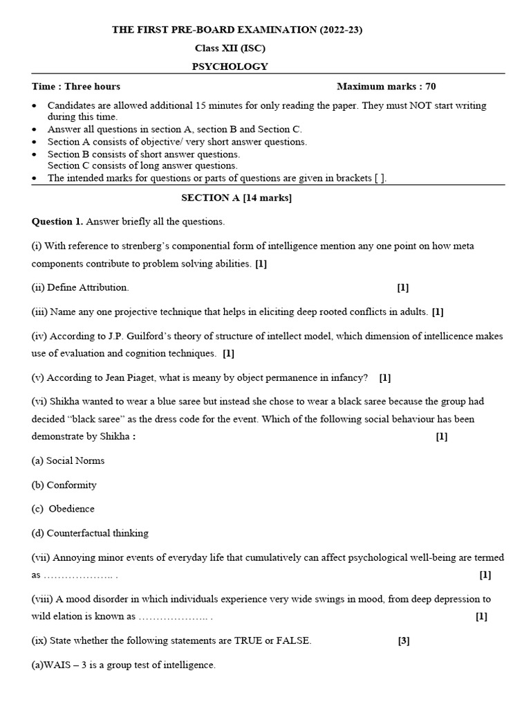 QP Pre-Board 2 | PDF | Psychotherapy | Attachment Theory