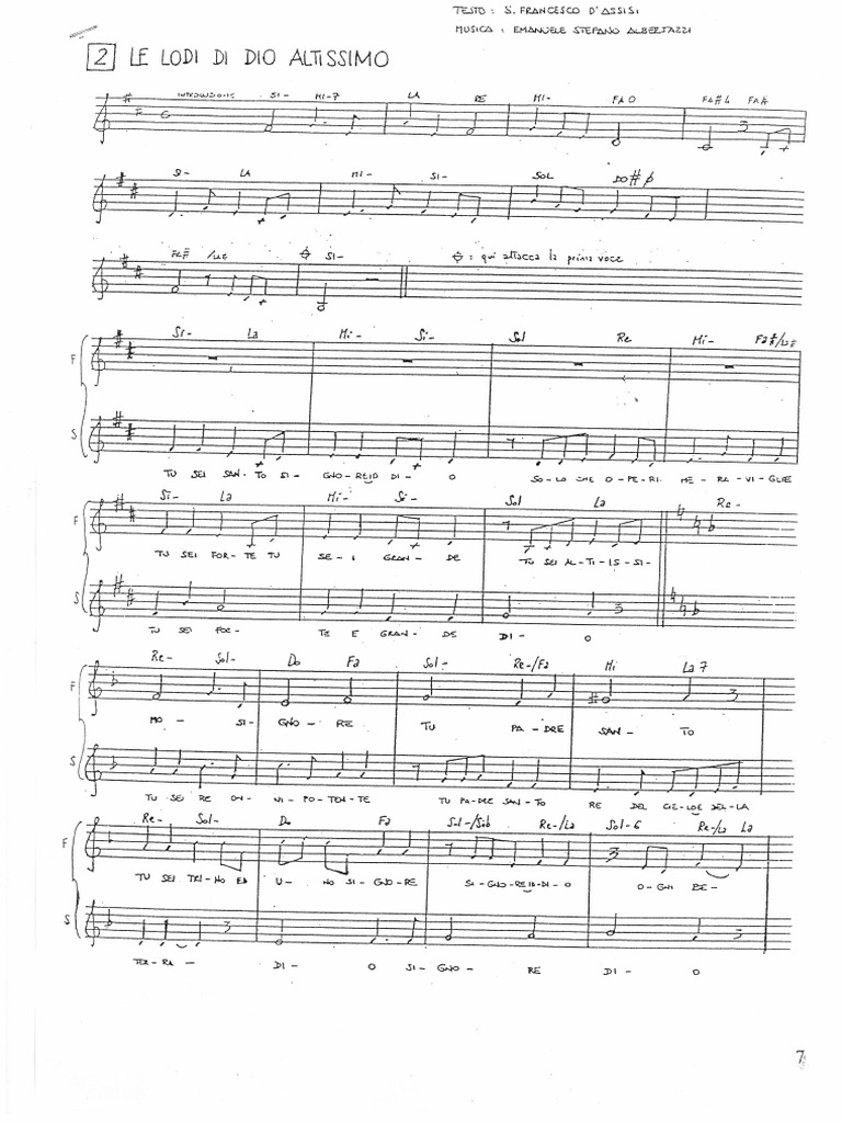 Le Lodi Di Dio Altissimo | PDF