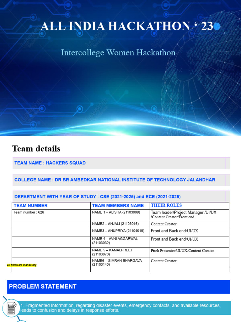 Hackathon Final | PDF | Emergency Management | Debugging