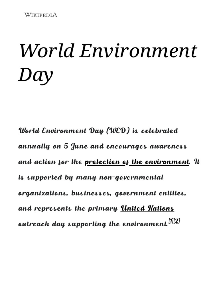 World Environment Day - Wikipedia | PDF | Environmental Science ...
