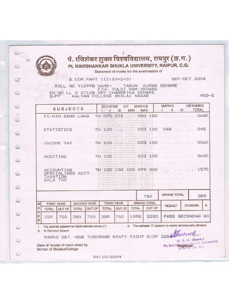 Graduation-Marksheet | PDF