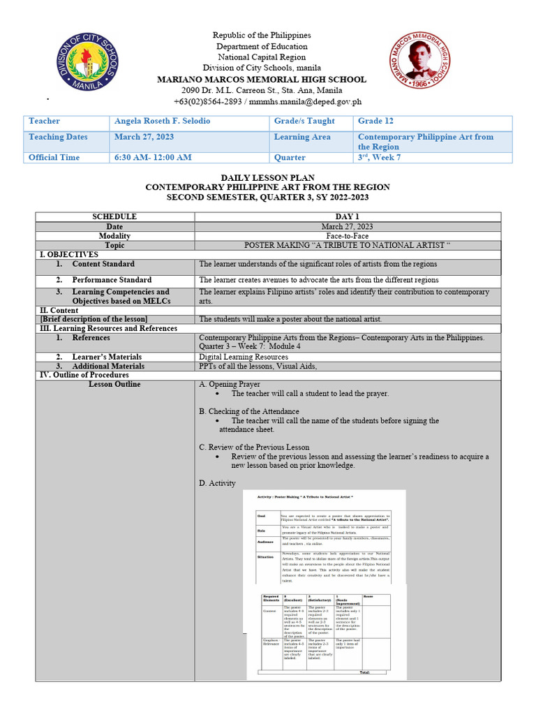 WEEK 7 Contemporary Philippine Arts From The Region | PDF | Learning ...