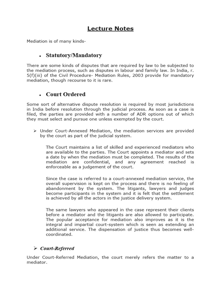 Process or Stages of Mediation | PDF | Mediation | Alternative Dispute ...