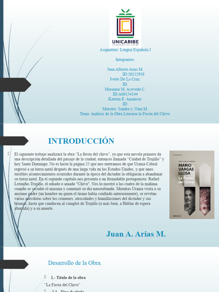 Presentacion Analisis Obra L La Fiesta Del Chivo | PDF | República ...