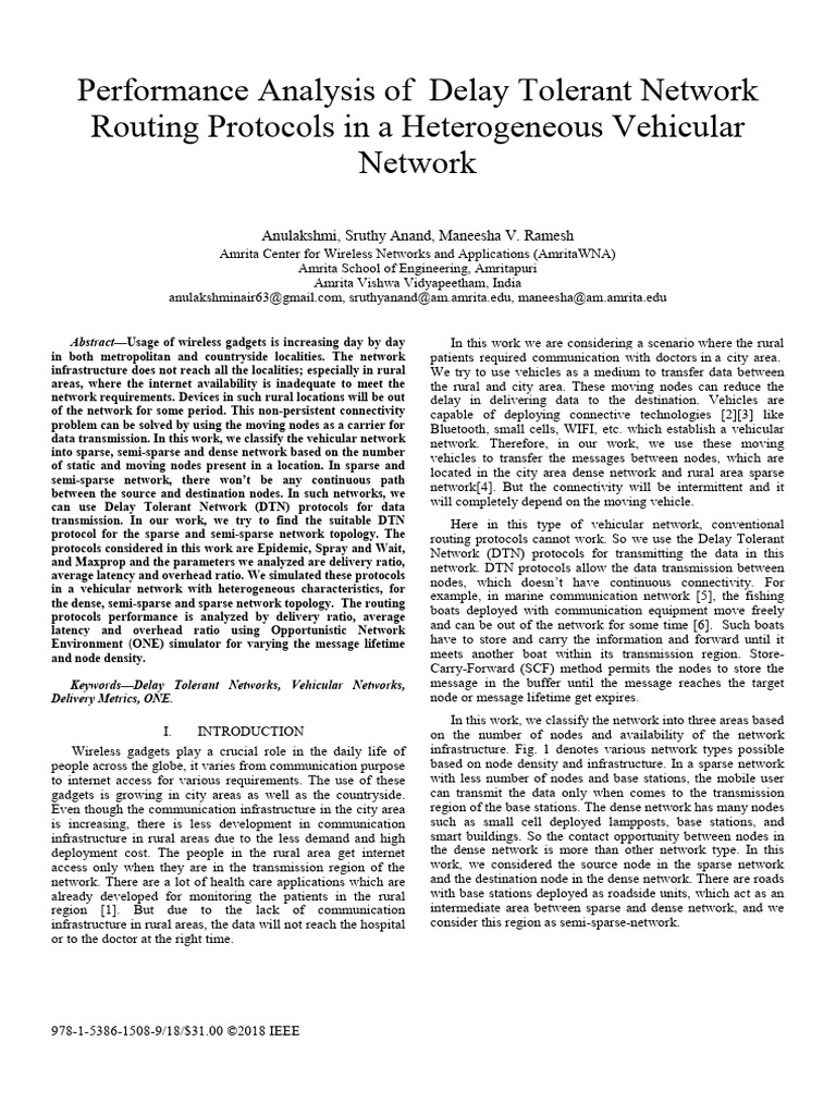 3.performance Analysis of Delay Tolerant Network | PDF | Computer Network | Routing