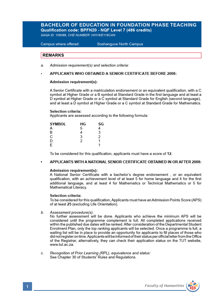 Bachelor of Education: Foundation Phase | PDF | Language Education | Language Acquisition