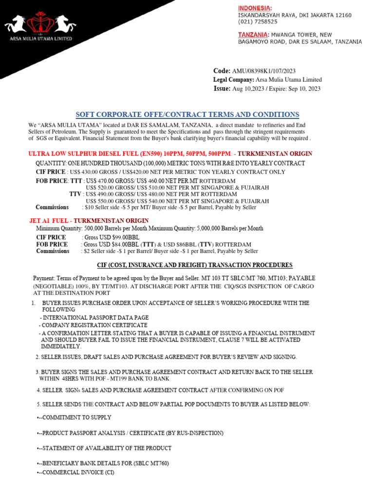 SCO TURKMENISTAN | PDF | Letter Of Credit