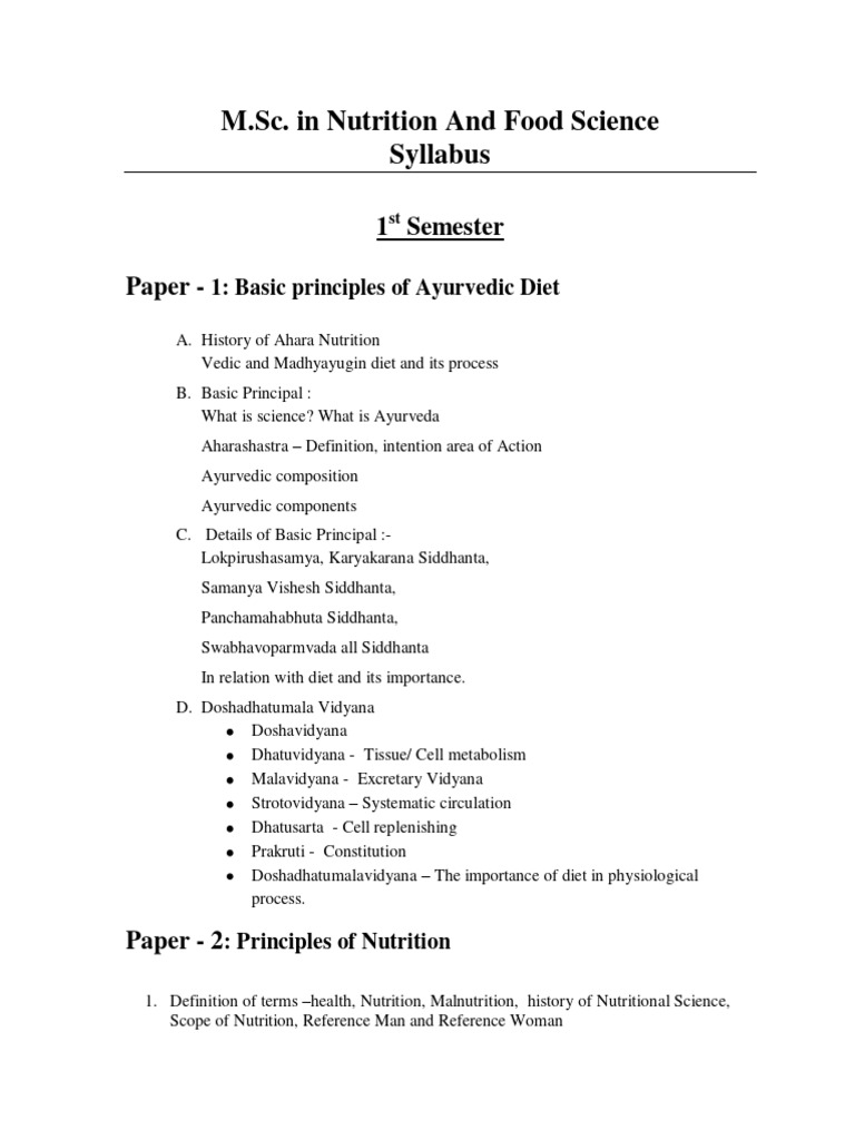 M.Sc. Nutrition & Food Science Syllabus | PDF | Hypoglycemia | Kidney ...
