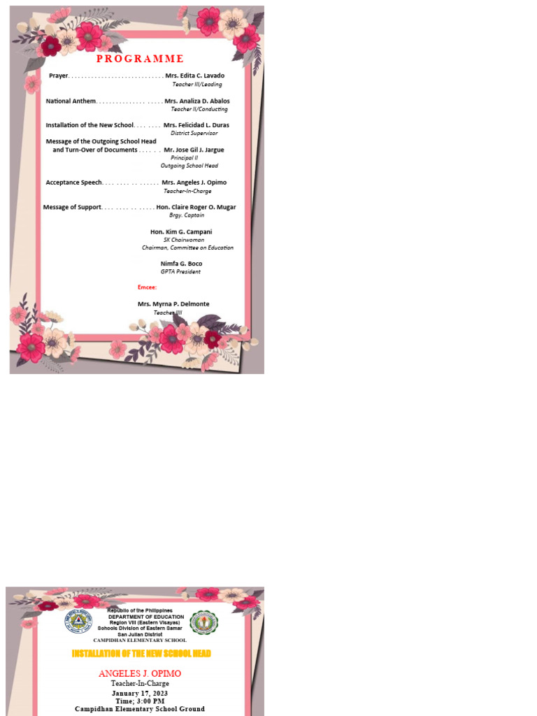 Installation of The New School Head | PDF