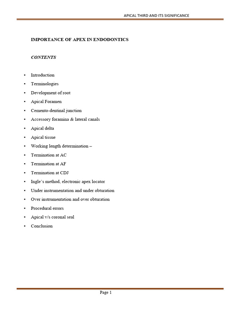 Significance of the Apical Third in Endodontics | PDF | Tooth | Dentistry