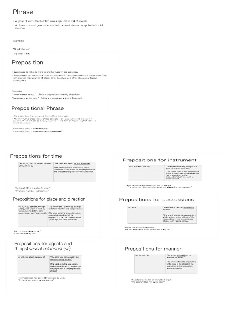 Prepositional Phrases Pdf