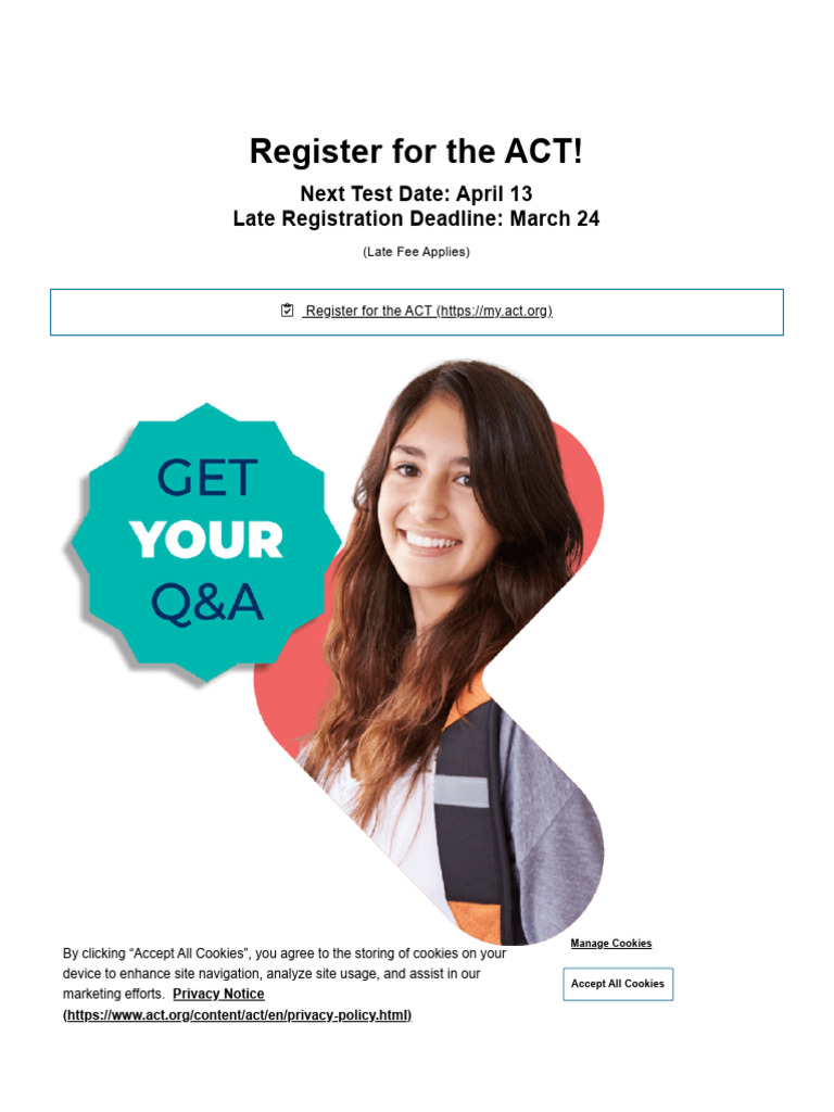 Register for the April ACT Test | PDF | Http Cookie | Computing