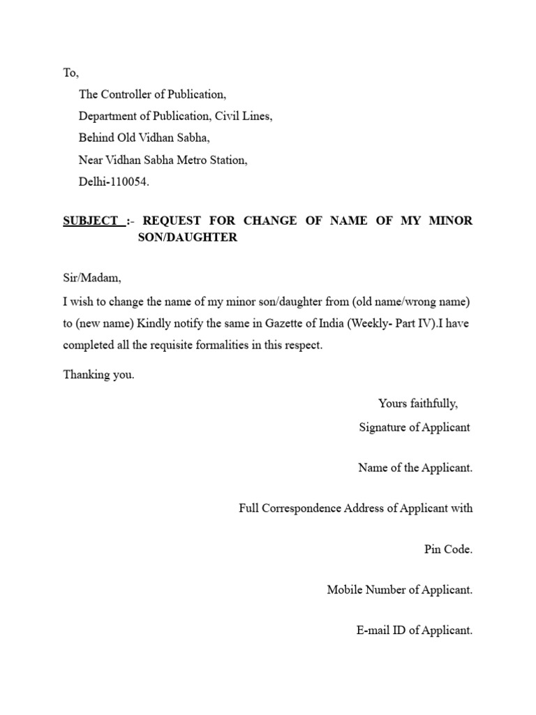 Name Change Request for Gazette Notification | PDF