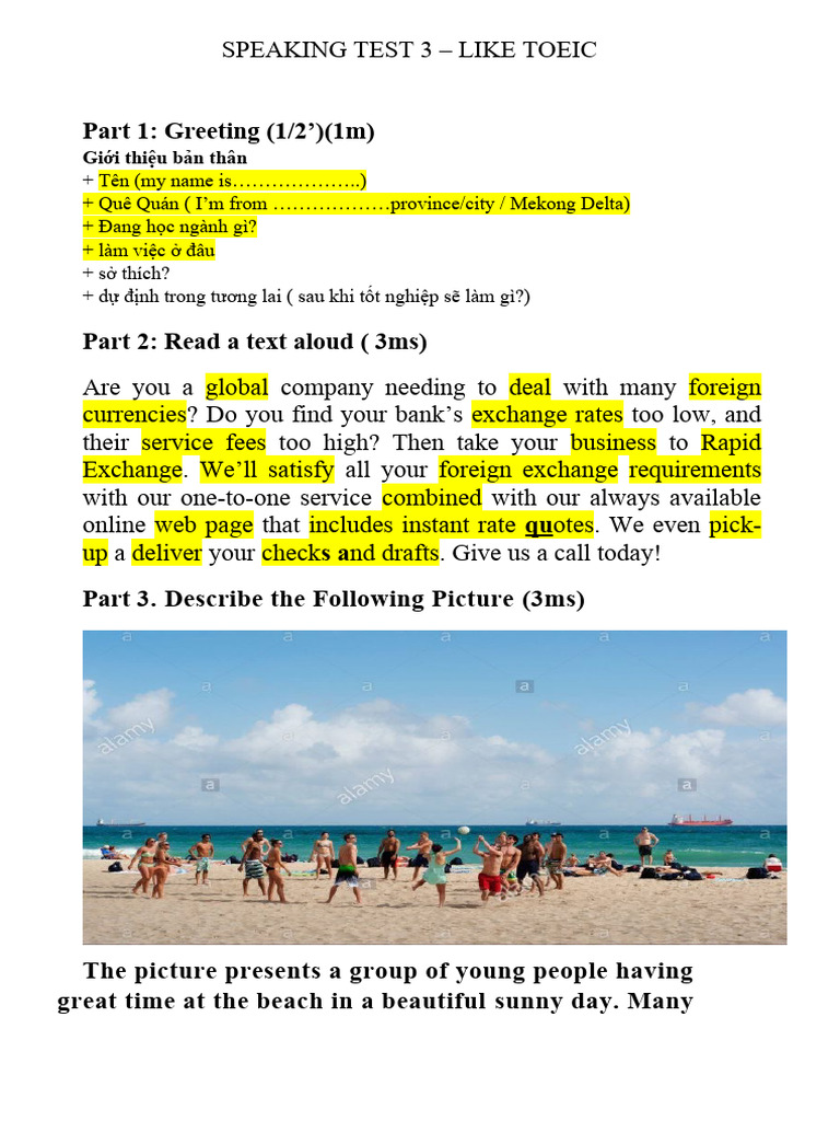 SPEAKING TEST 3 | PDF