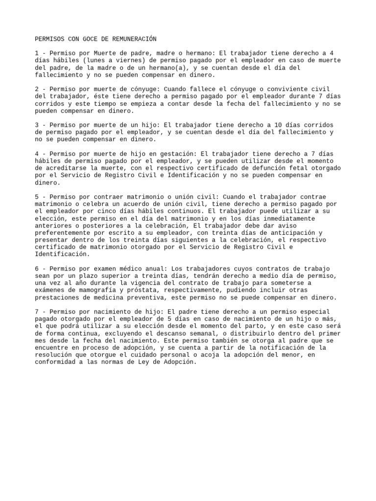 Permisos Laborales Con Goce de Sueldo | PDF | Justicia | Crimen y violencia