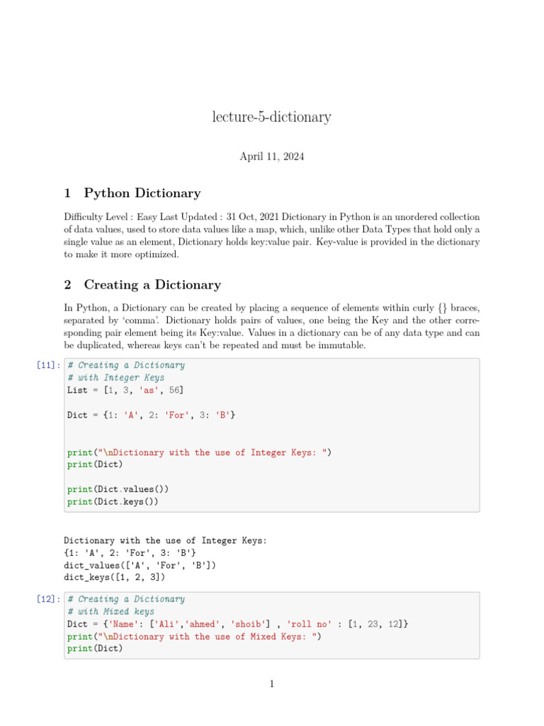 lecture-5-dictionary | PDF | Software Engineering | Computing