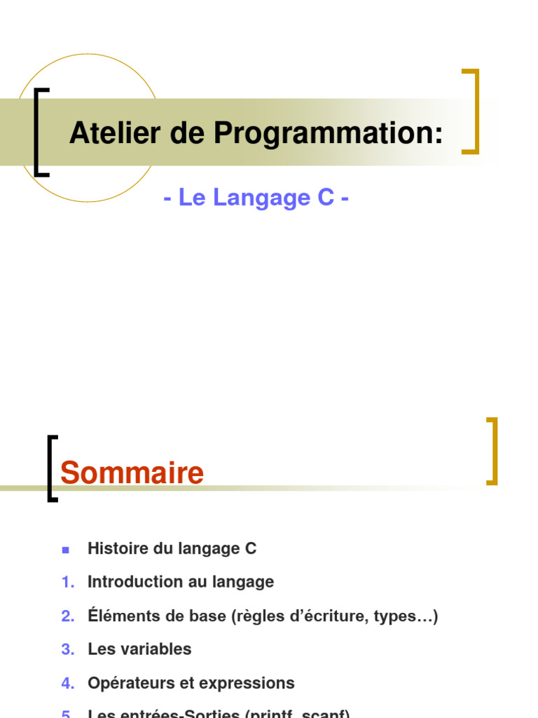 Cours1 Introduction | PDF | Structure de contrôle | C (Langage de programmation)