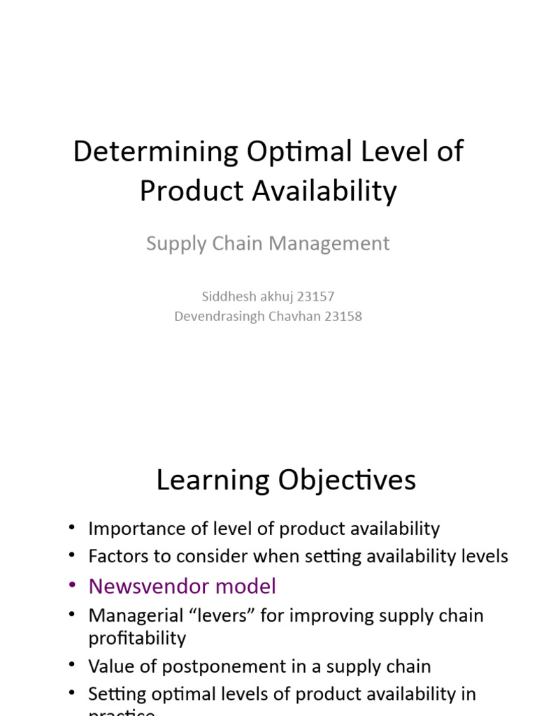 Determining The Optimal Level of Product Availability | PDF | Inventory ...