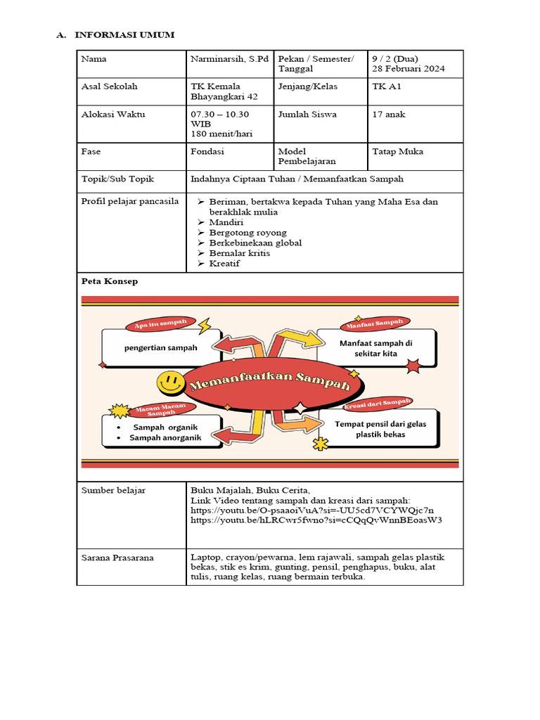 Modul Ajar Paud Kelas A1 | PDF