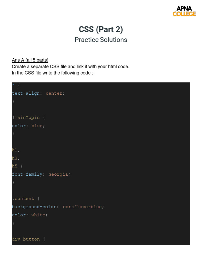 CSS Part 2 (Ans) | PDF